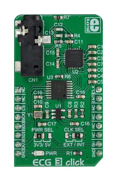 Mikroe 3273 Mikroelektronika Add On Board Ecg 3 Click Board Max30003 Analog Front End